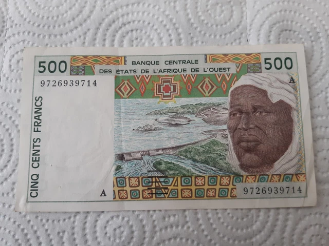ANCIEN BILLET DE 500 francs des Etats de l'Afrique de l'Ouest EUR 1,00 ...