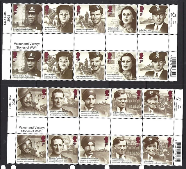 GREAT BRITAIN 2025 Valour And Victory Marginal 2 Set Of 10 Unmounted ...