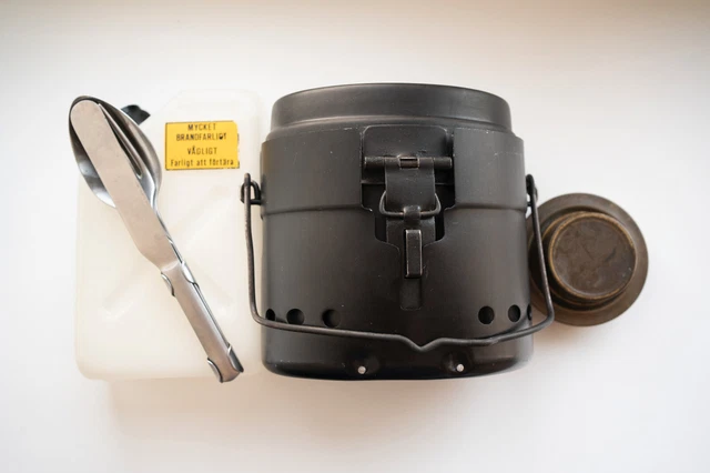 SWEDISH ARMY STAINLESS M40 mess kit Trangia camping kit w Cutlery and ...