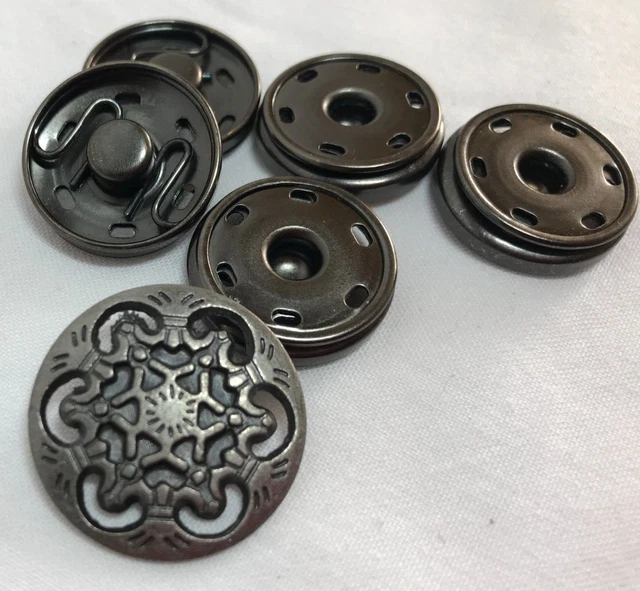 VINTAGE METAL SNAP Buttons Complete Set For Vintage Coats £13.92 ...