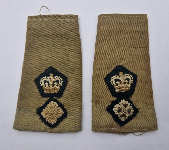 1950S BRITISH ARMY Lieutenant Colonel Shoulder Rank Slides Pair Desert ...