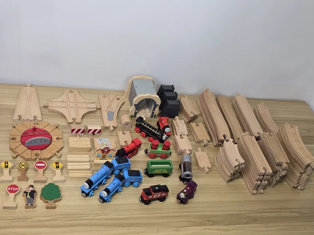 WOODEN THOMAS THE tank engine train set with trains Large Bundle Tracks ...