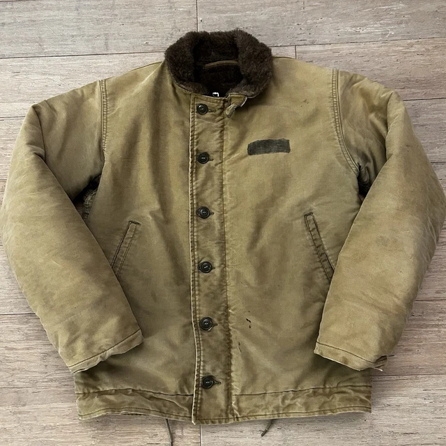 VINTAGE 1940S 1950S WW2 USN N-1 Deck Jacket Stenciled Alpaca Lining S ...