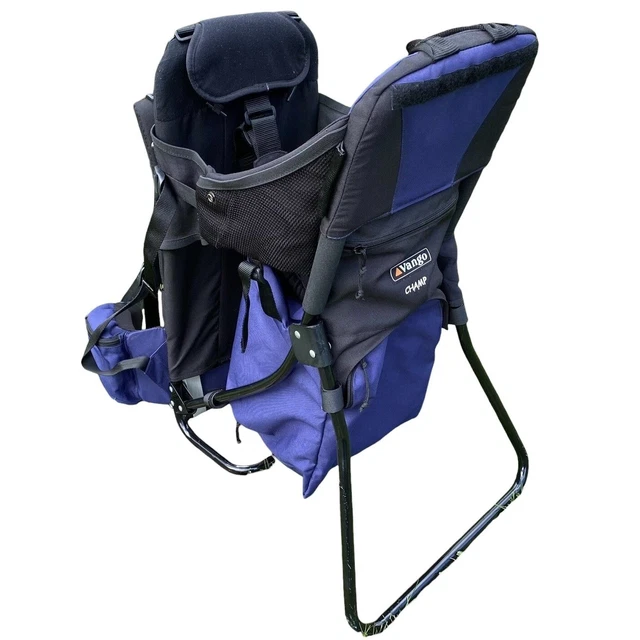 VANGO BABY CARRIER Backpack Blue Metal Frame Stand Rain Cover Changing ...