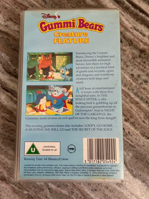WALT DISNEY'S GUMMI BEARS Creature Feature UK PAL VHS VIDEO 1990 £11.87 ...