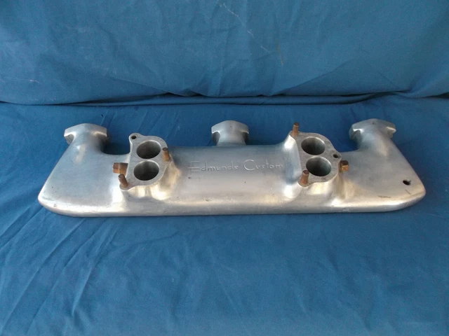 VINTAGE EDMUNDS CUSTOM 2 X 1 Aluminum Intake Manifold Chevy 216 235 261 ...