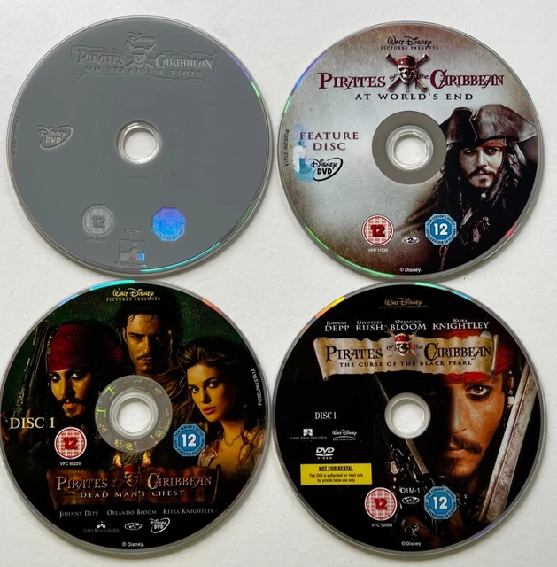 PIRATES OF THE Caribbean - Four Dvd Films Joblot - Disc's Only In A ...
