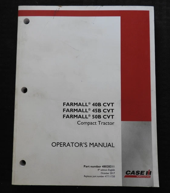 MANUEL D'UTILISATION DU Tracteur CVT CASE IH Farmall 40B 45B 50B 2017 ...