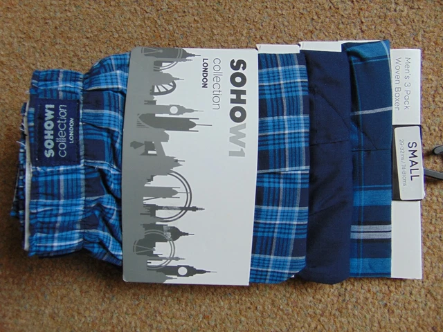 MEN'S SOHOW1 COLLECTION 3 Pack Woven Boxer Shorts Underwear Size Small ...