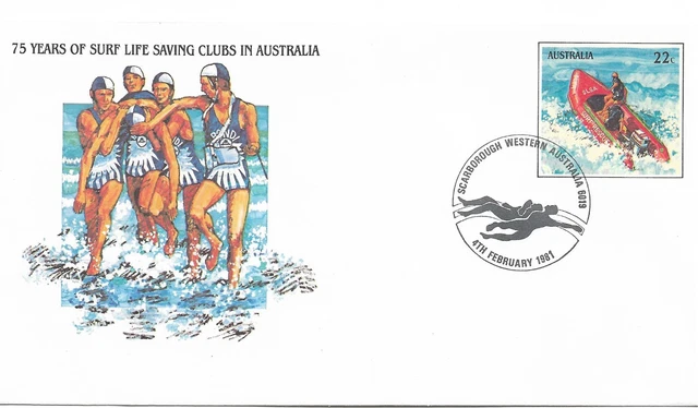 1981 LIFE SAVING Scarborough WA 4 Feb Special Postmark Pictor Marks PM ...