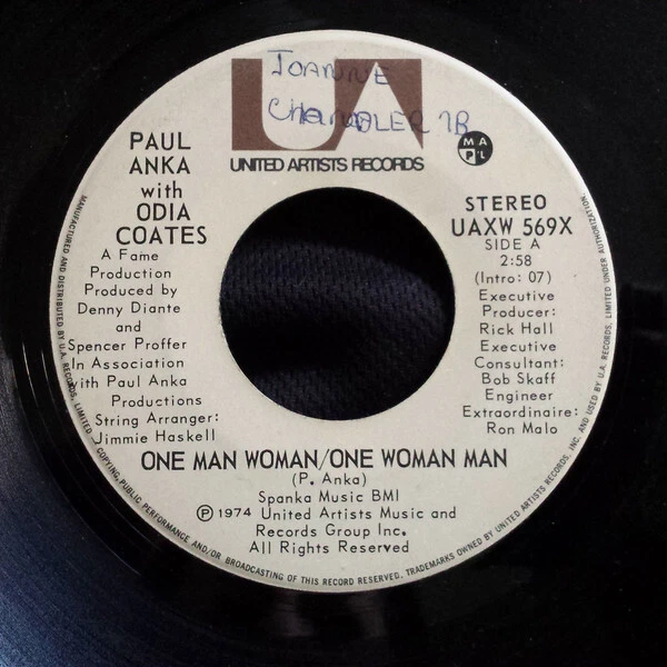 PAUL ANKA - One Man Woman / One Woman Man - Used Vinyl Record 7 ...