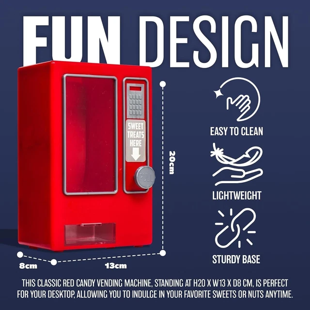 NEW CANDY VENDING Machine Retro Sweets Dispenser Gumball Gift Red Gummy ...