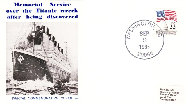 ORIGINAL R.M.S. TITANIC commemorative cover over the wreck september ...