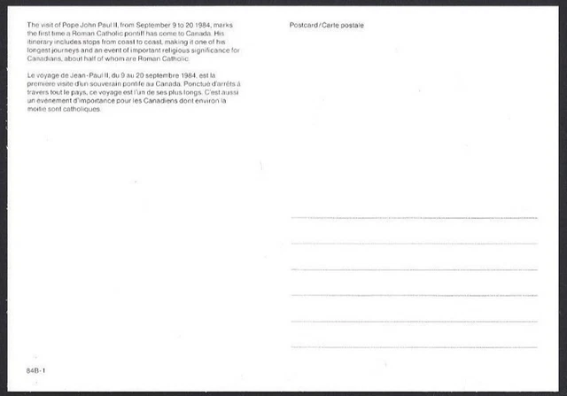 🍁CANADA #1030 "PAPAL VISIT" Brand New 1984 Postcard $2.49 - PicClick CA