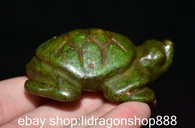 2.4& CHINA RED Mountain Culture turquoise sculpted scarabée statue ...
