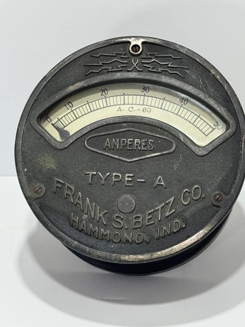 RARE VINTAGE FRANK S. Betz Co. 6” Panel Ammeter #2896 Hammond, Ind ...