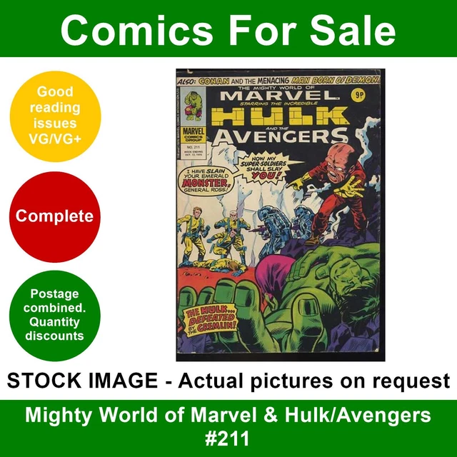 MIGHTY WORLD OF Marvel & Hulk/Avengers #211 comic - VG/VG+ 1976 ...