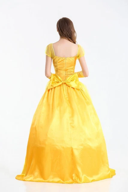 BEAUTY AND THE Beast Princess Yellow Dress Uniform Halloween Cosplay ...
