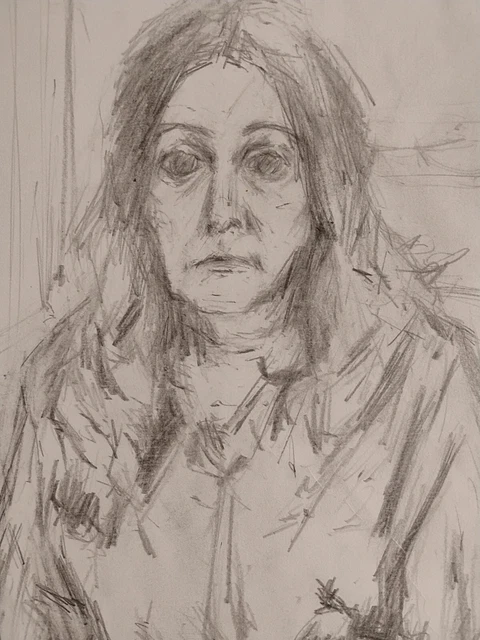 LARGE PORTRAIT LIFE Drawing Seated Woman Signed R Jenner Mid Century ...