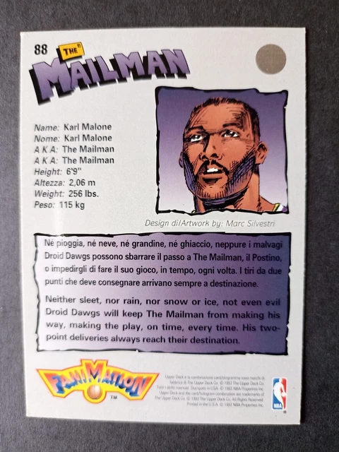 KARL MALONE FANIMATION The Mailman Utah Jazz Upper Deck 1993 NBA card n ...