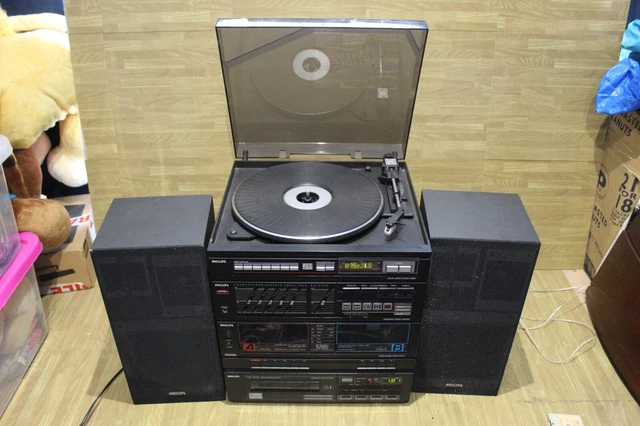 PHILIPS-FCD 565-HIFI MIDI System-1986-CD Player-Vinyl Player-Retro-with ...