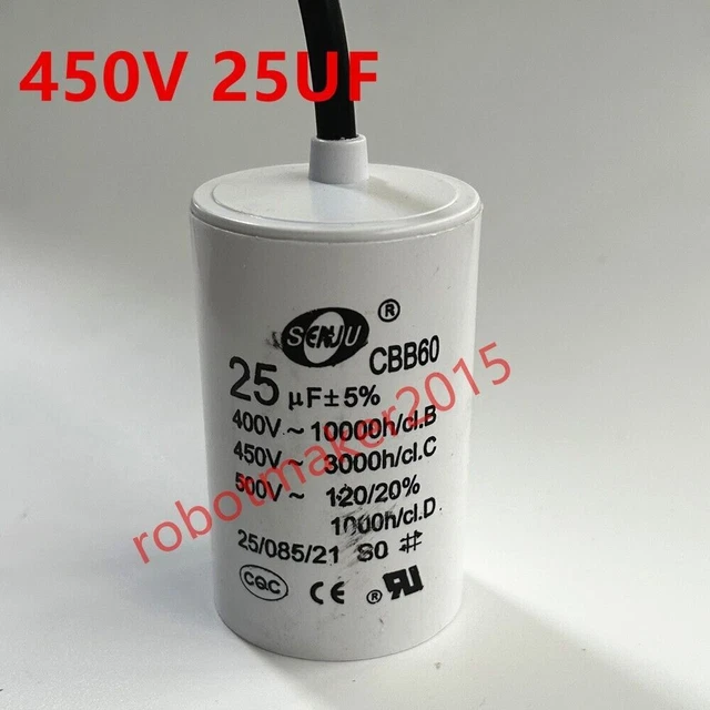 CONDENSATEUR DE DÉMARRAGE moteur CBB60 450 V 25 UF 25 MFD 450VAC pour laveuse et sécheuse 45 * ...