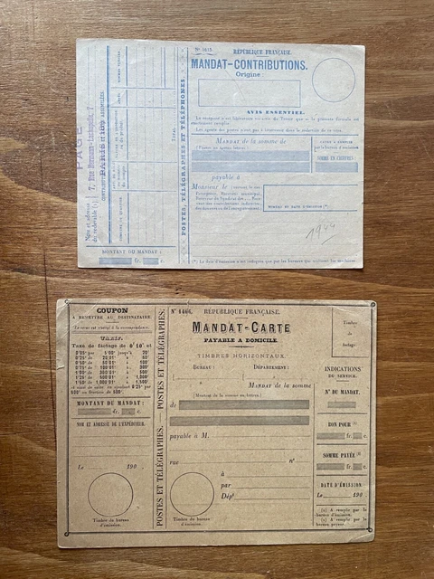 FRANCE - MANDAT Carte / Mandat Contributions 1944 - Neufs - TB EUR 8,00 ...