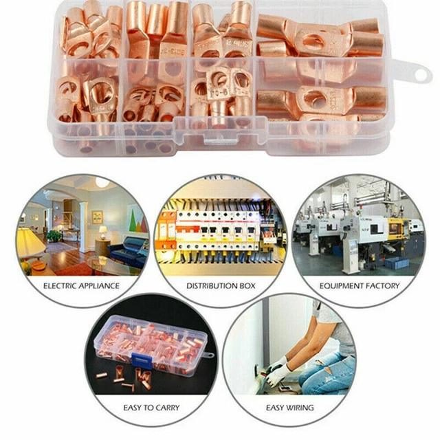 LONG LASTING BATTERY Terminal Connector Kit with Copper Ring Lugs 60PCS ...