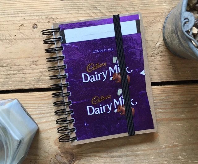 RECYCLED/UPCYCLED CHOCOLATE BAR Wrapper Notebook - Mini Cadbury Dairy ...