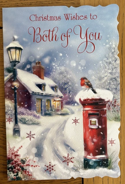 CHRISTMAS CARD TO Both of You, Winter Scene, Robin, Card size 23cm x ...