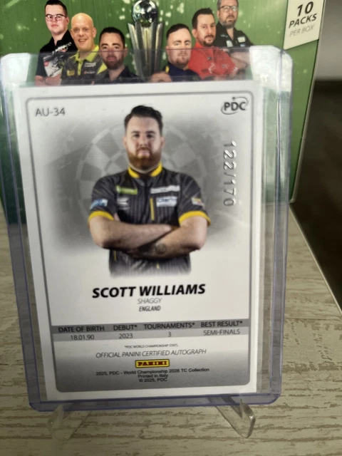 PDC WORLD CHAMPIONSHIP Darts 2026 Scott Williams Autograph Card / 170 ...