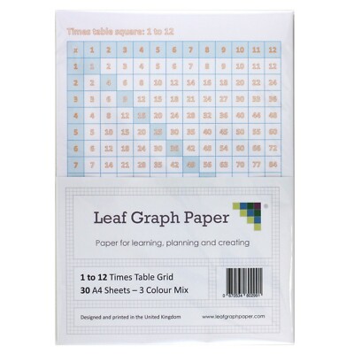 A4 TIMES TABLE Grid - 1 to 12 Multiplication Square - 30 Sheet Pack £3. ...