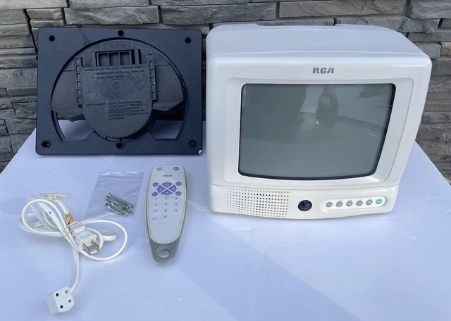 RCA E09344 CRT TV 9” White Retro Gaming W/ Remote & Mounting Bracket ...