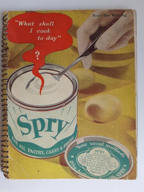 RARE VINTAGE FOOD Book 'Spry - SPRY "WHAT SHALL I COOK TO-DAY" c. 1930 ...