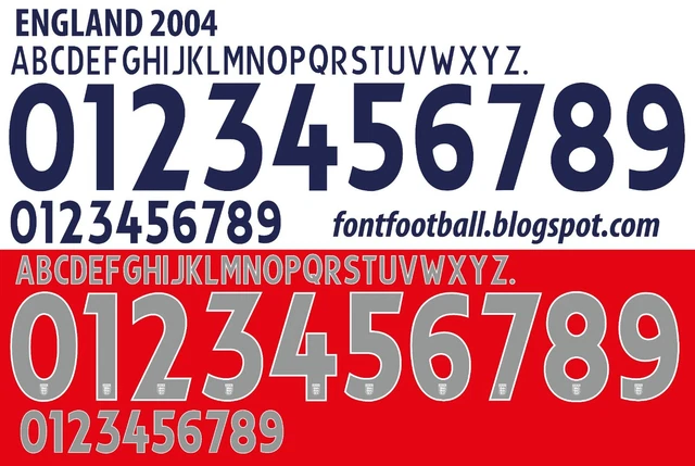 ENGLAND EURO 2004 Name&Number Set Home/Away Football Soccer Print £17. ...