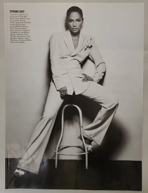 J-LO JENNIFER LOPEZ Suit Stool Beautiful Pose B&W Pin-Up magazine ...