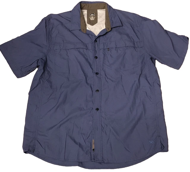REI CO-OP HOMME L Bleu Manches Courtes Scout Chemise Ventilé Marche ...