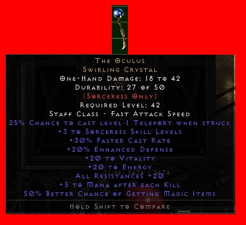 DIABLO 2 RESURRECTED PC Hardcore Non-Ladder The Oculus Occy Sorceress ...