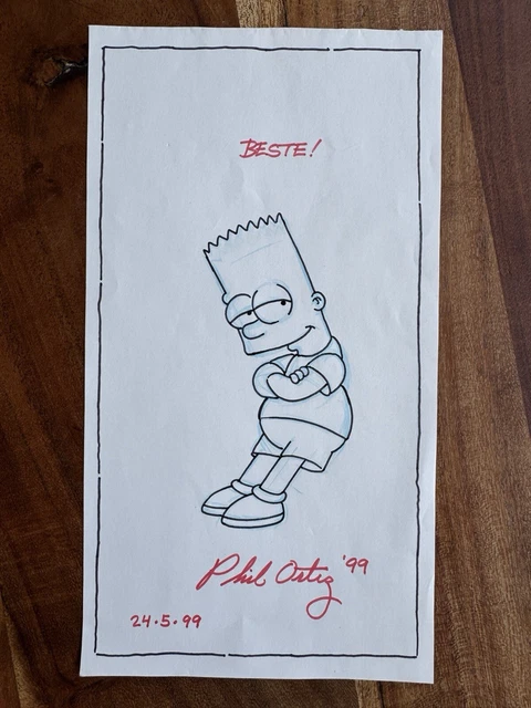 ORIGINAL BART SIMPSON Drawing by Phil Ortiz - Signed 1999 - Rare ...