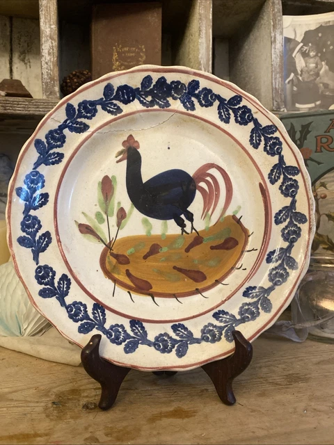 LLANELLY POTTERY PLATE Cockerel Plate Aunt Sal C19th Sarah Roberts ...