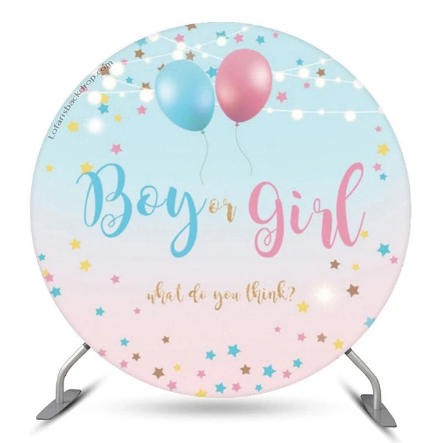 BOY OR GIRL Balloon Gender Reveal Round Backdrop $38.01 - PicClick AU