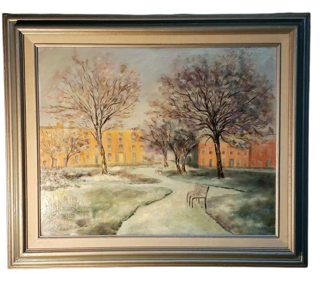 VINTAGE JEAN B. Egan Landscapes Artist Oil On Board Mountjoy Square ...