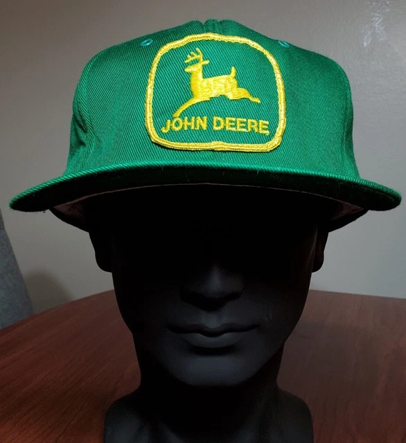 VINTAGE JOHN DEERE Trucker Hat Green Patch Snapback Swingster Canvas ...