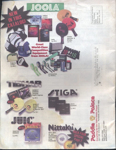 VINTAGE TABLE TENNIS Paddle Palace Catalog Magazine Nov/Dec 2003 $3.42 ...