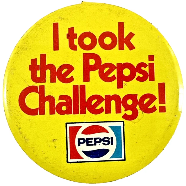 VINTAGE PEPSI CHALLENGE Tab Button, 1970s, Yellow, Round, used (U) £9. ...