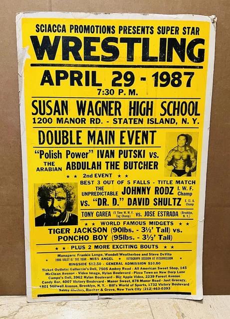 SELTEN ORIGINAL 1987 Wrestling WWF WWE Promo Poster Werbung SCHILD ...