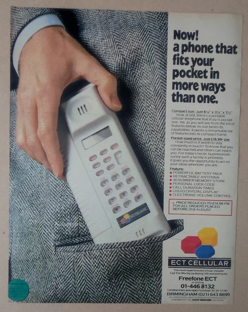 ECT CELLULAR MOBILE phone Original UK Press Advert 1986 £4.99 - PicClick UK