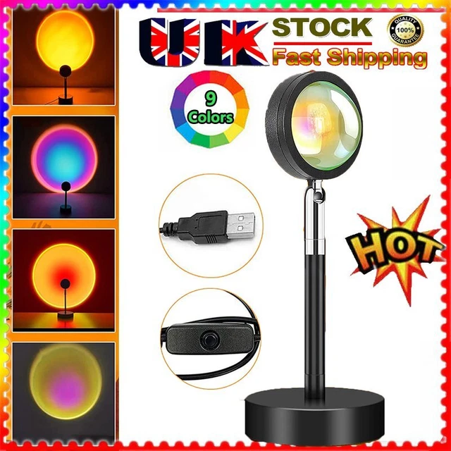 SUNSET PROJECTOR PROJECTION USB Rainbow Atmosphere Lamp LED Desk Night ...