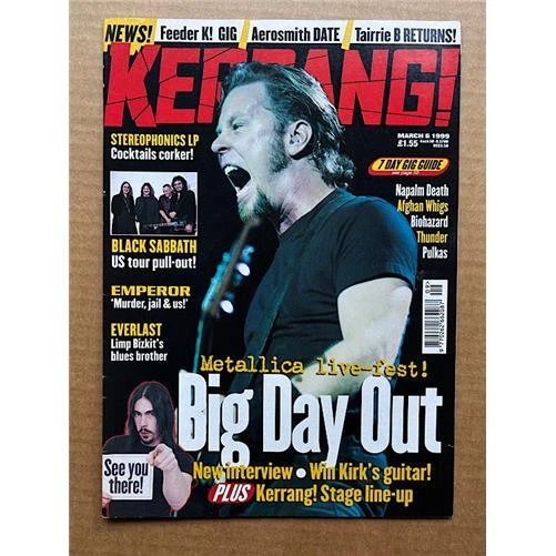 METALLICA KERRANG NO.740 Magazine March 6 1999 - James Hetfield Cover ...