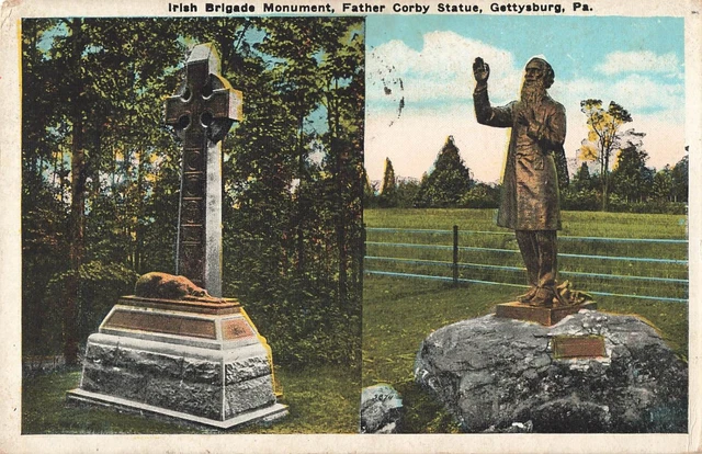 VINTAGE GETTYSBURG IRISH Brigade Monument & Father Corby Statue ...